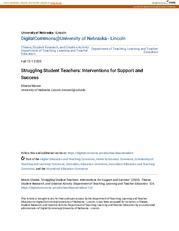 (PDF) Struggling Student Teachers: Interventions for Support and Success