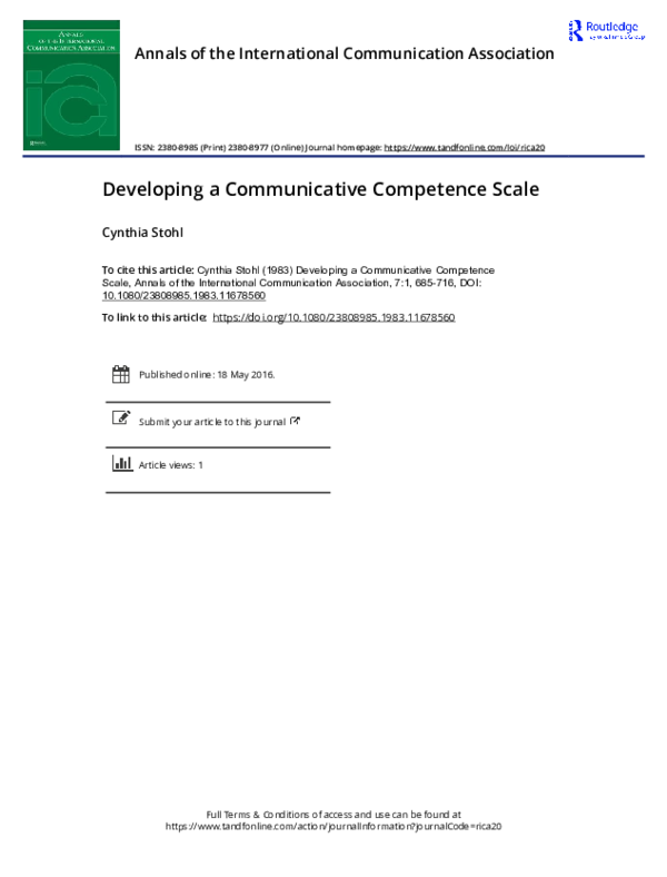 (PDF) Developing a Communicative Competence Scale
