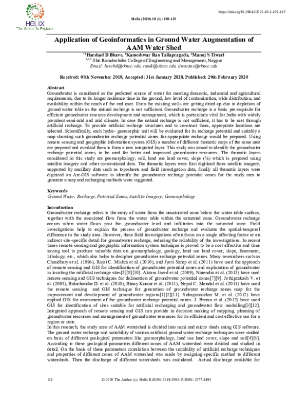 (PDF) Application of Geoinformatics in Ground Water Augmentation of AAM ...