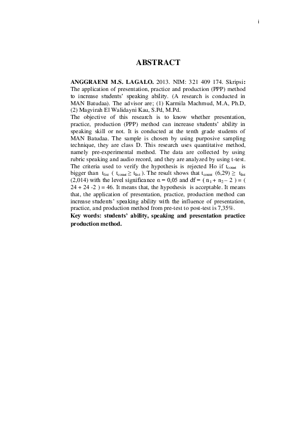 (PDF) The Application of Presentation, Practice, and Production (PPP ...