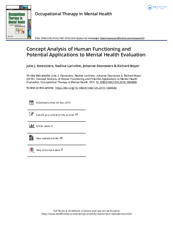 (PDF) Concept Analysis of Human Functioning and Potential Applications ...