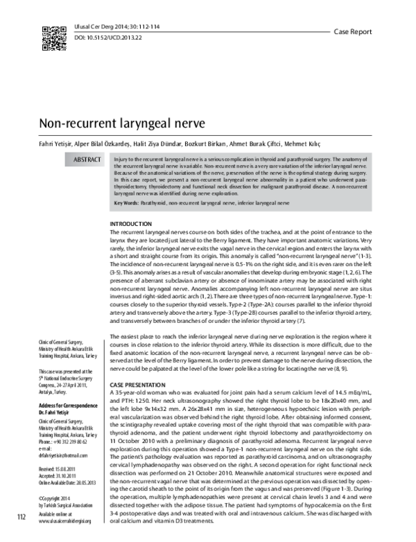 (PDF) Non-recurrent laryngeal nerve
