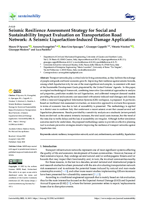 (PDF) Seismic Resilience Assessment Strategy for Social and Sustainability Impact Evaluation on ...