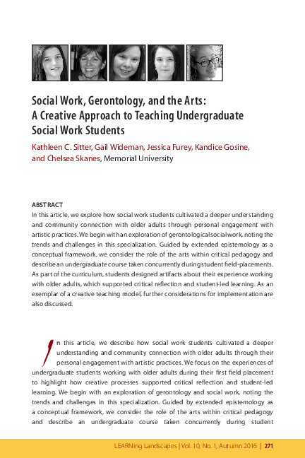 (PDF) Social Work, Gerontology, and the Arts: A Creative Approach to ...