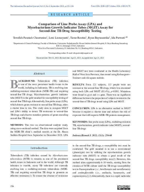 (PDF) Comparison of Line Probe Assay (LPA) and Mycobacterium Growth ...