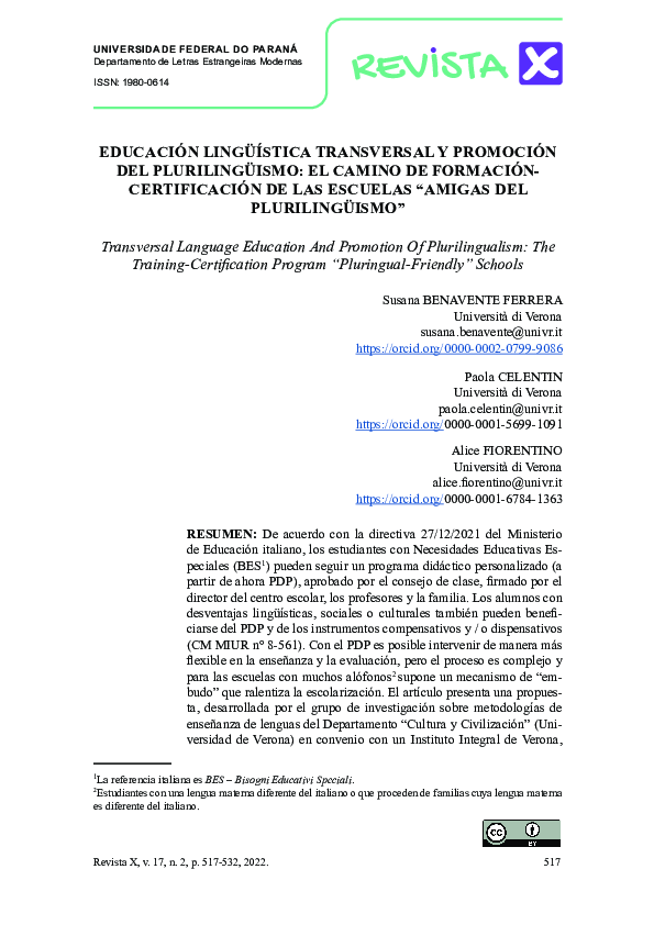 (PDF) Educación lingüística transversal y promoción del plurilingüismo ...