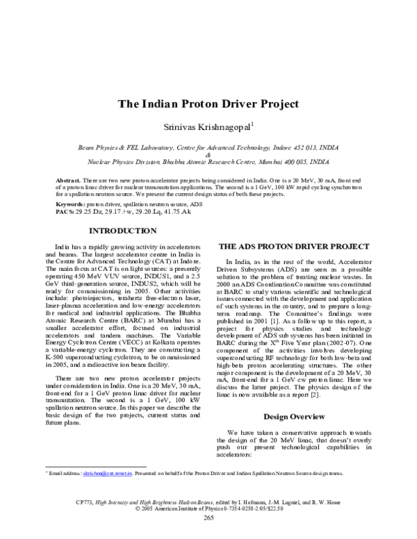 (PDF) The Indian Proton Driver Project