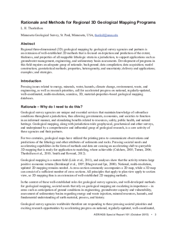 (PDF) Rationale and Methods for Regional 3D Geological Mapping Programs