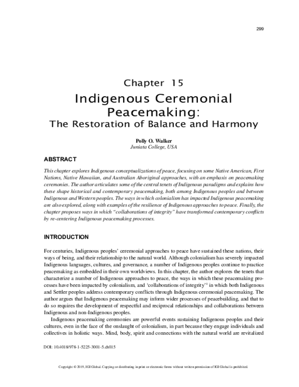 (PDF) Indigenous Ceremonial Peacemaking