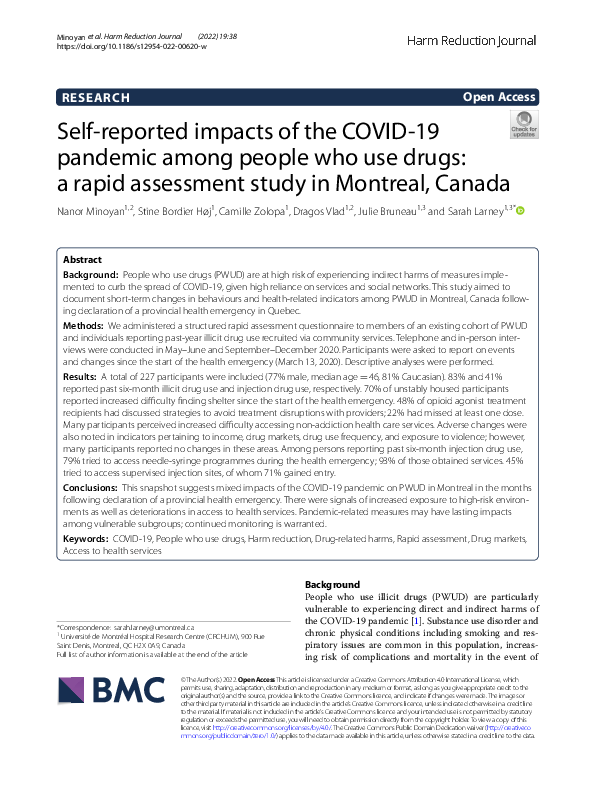 (PDF) Self-reported impacts of the COVID-19 pandemic among people who ...