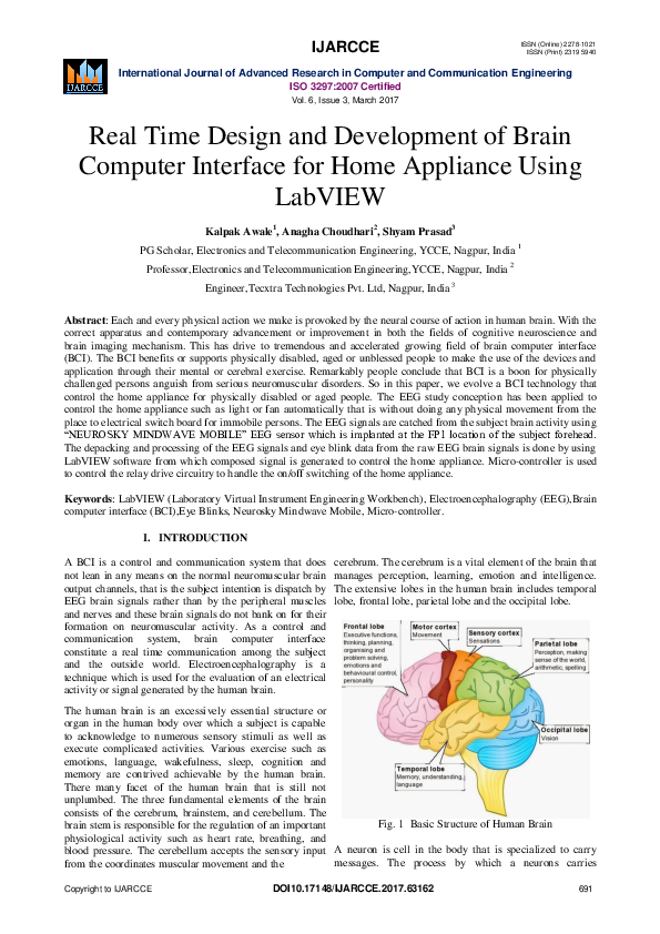 (PDF) Real Time Design and Development of Brain Computer Interface for Home Appliance Using LabVIEW