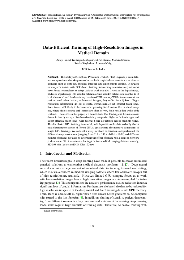 Pdf Data Efficient Training Of High Resolution Images In Medical Domain