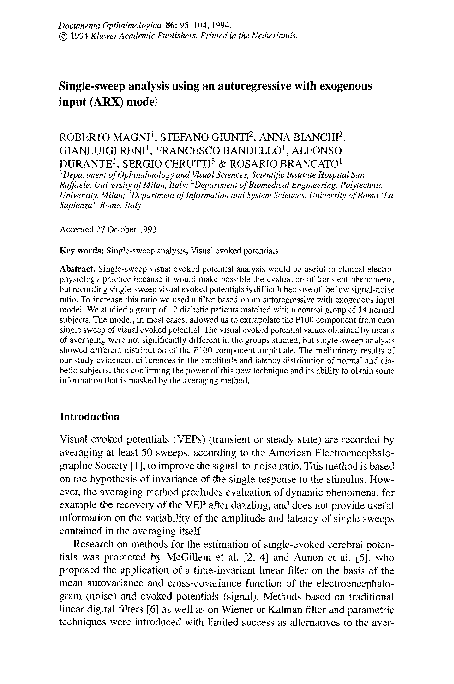 (PDF) Single-sweep analysis using an autoregressive with exogenous input (ARX) model