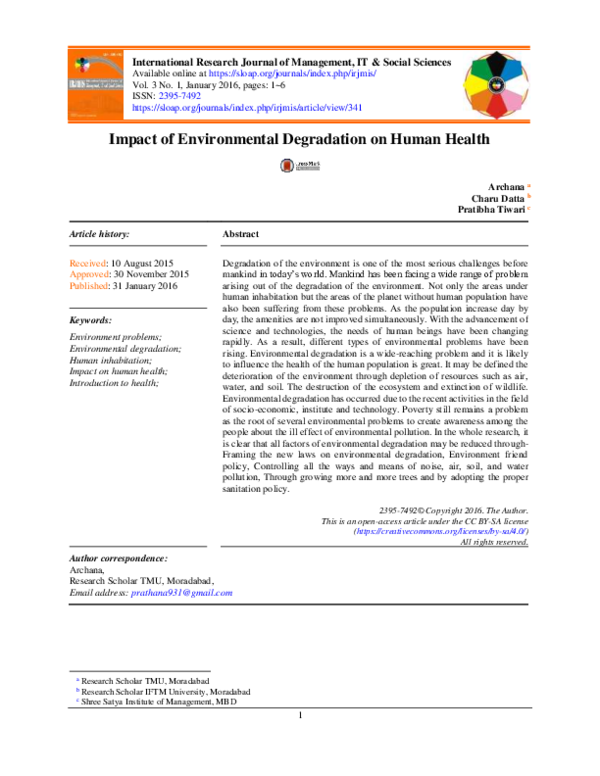 (PDF) Impact of Environmental Degradation on Human Health