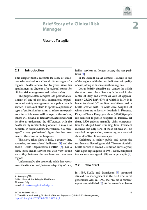 (PDF) Brief Story of a Clinical Risk Manager
