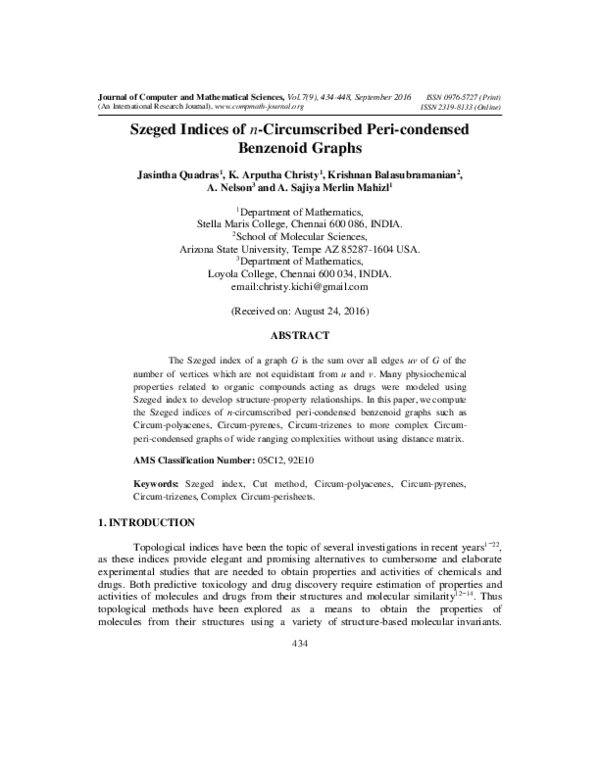 (PDF) Szeged Indices of n-Circumscribed Peri-condensed Benzenoid Graphs