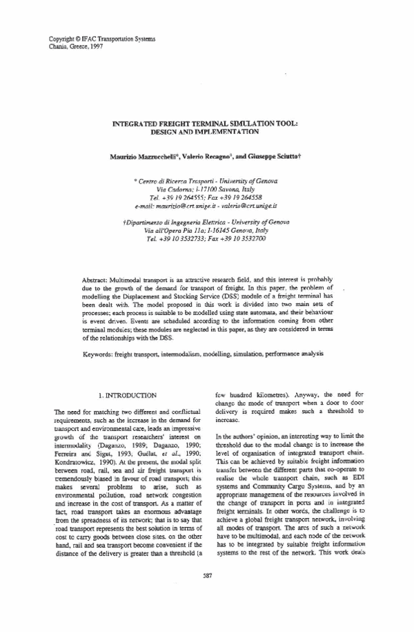 (PDF) Integrated Freight Terminal Simulation Tool: Design and Implementation
