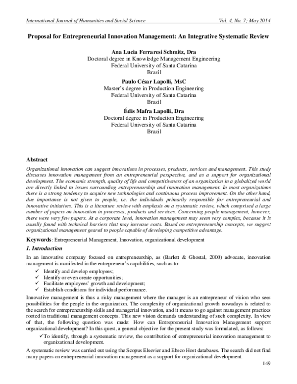 (PDF) Proposal for Entrepreneurial Innovation Management: An ...