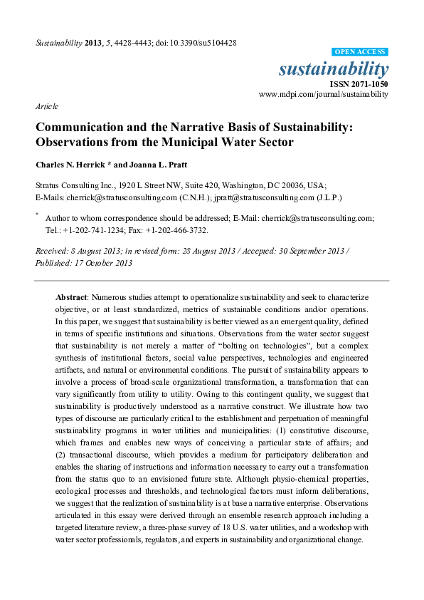 (PDF) Article Communication and the Narrative Basis of Sustainability ...