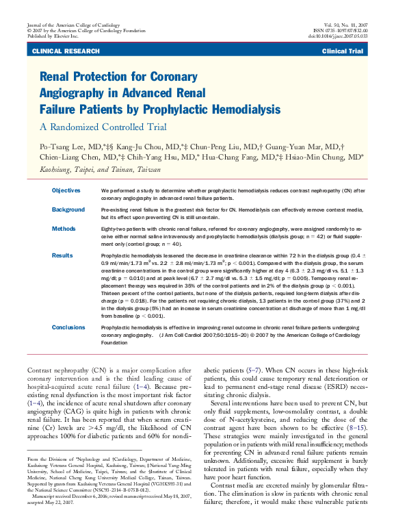 (PDF) Renal Protection for Coronary Angiography in Advanced Renal ...