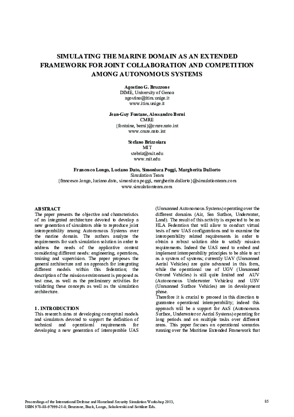 (PDF) Simulating the marine domain as an extended framework for joint ...