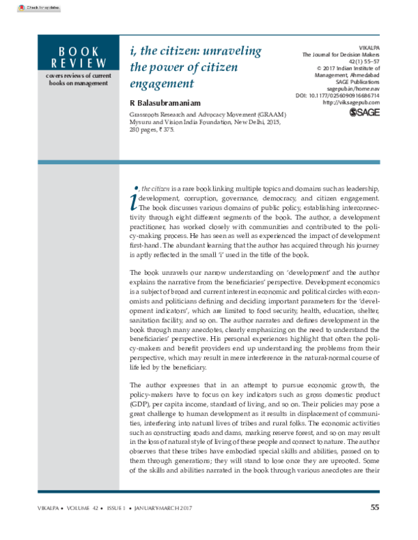 (PDF) I, the Citizen: Unraveling the Power of Citizen Engagement