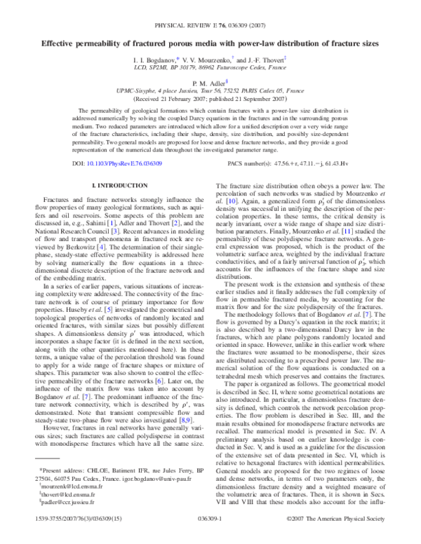 (PDF) Effective permeability of fractured porous media with power-law ...
