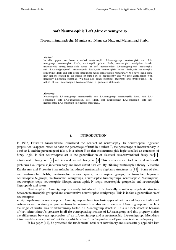 (PDF) Soft Neutrosophic Left Almost Semigroup