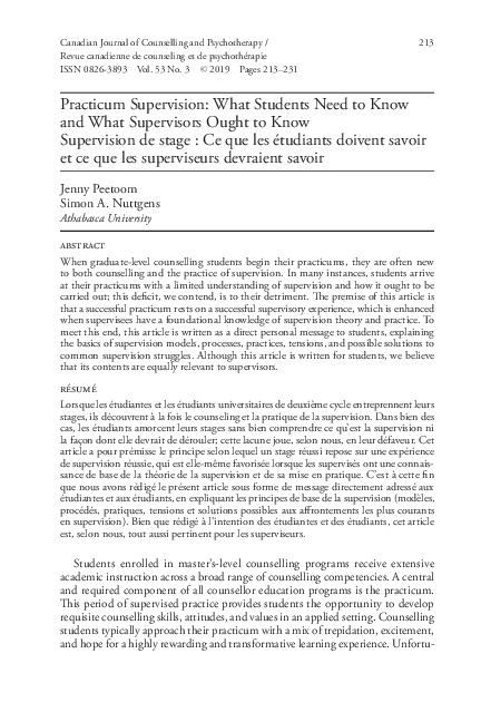 (PDF) Practicum Supervision: What Students Need to Know and What ...