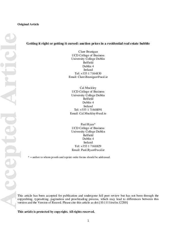(PDF) Getting It Right or Getting It Cursed:Auction Prices in a ...