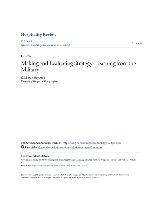 (PDF) Learning Strategy Principles from Military Tactics