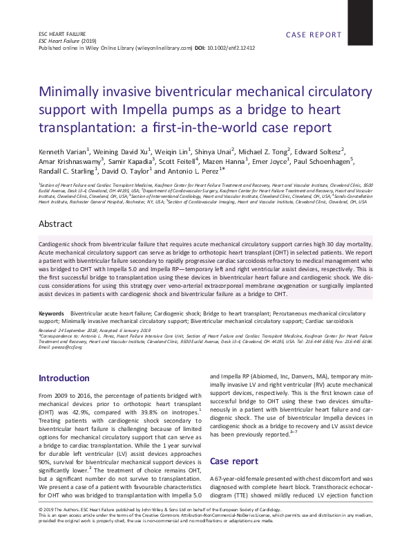 (PDF) Minimally invasive biventricular mechanical circulatory support with Impella pumps as a ...