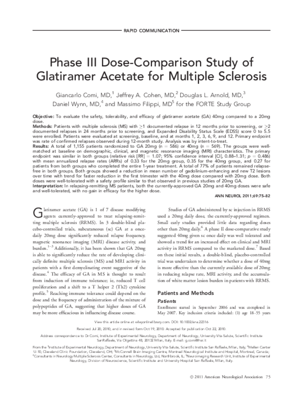 (PDF) Phase III dose-comparison study of glatiramer acetate for multiple sclerosis