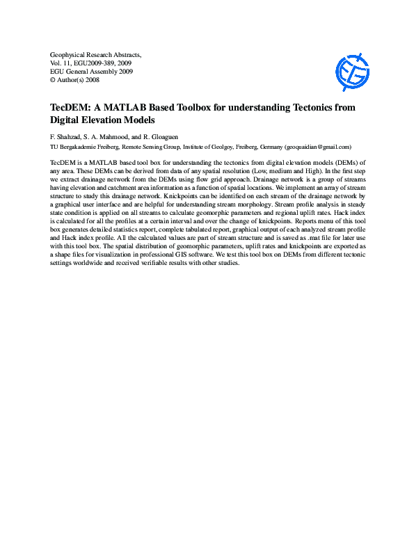 Pdf Tecdem A Matlab Based Toolbox For Understanding Tectonics From 