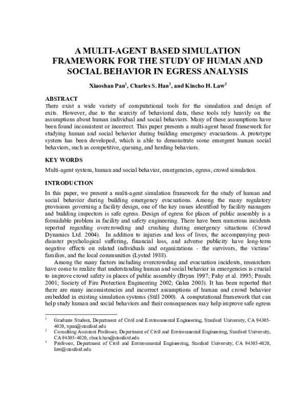 (PDF) A Multi-Agent Based Simulation Framework for the Study of Human and Social Behavior in ...
