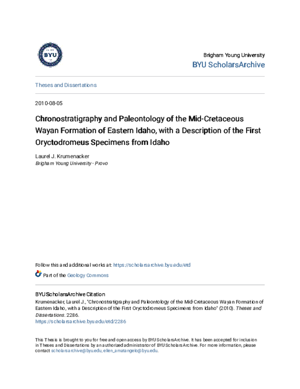 (PDF) Chronostratigraphy and Paleontology of the mid-Cretaceous Wayan ...