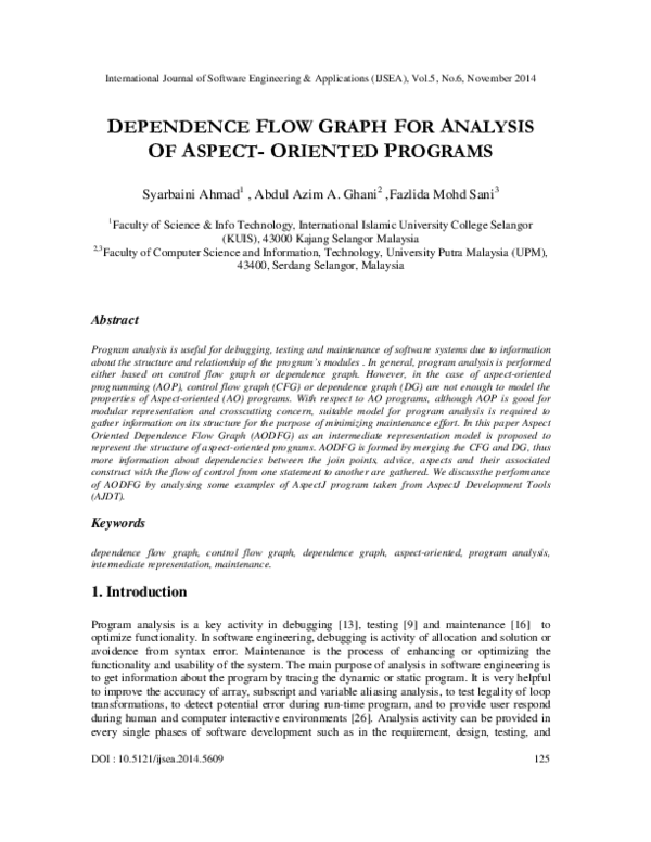 (PDF) Dependence Flow Graph for Analysis of Aspect- Oriented Programs