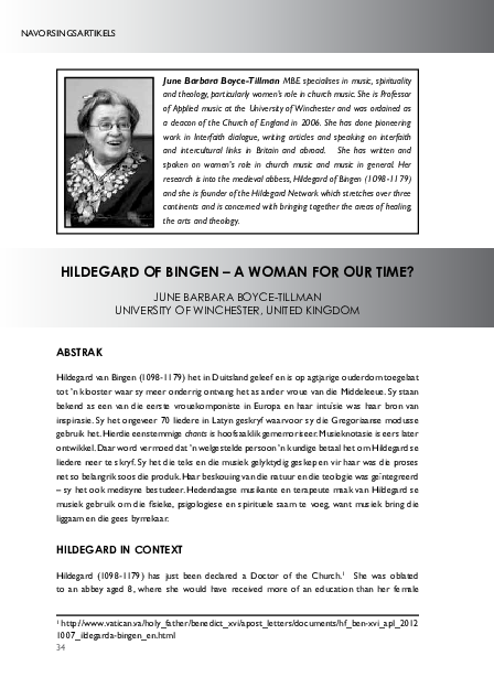 (PDF) Hildegard of Bingen: A Woman for our Time