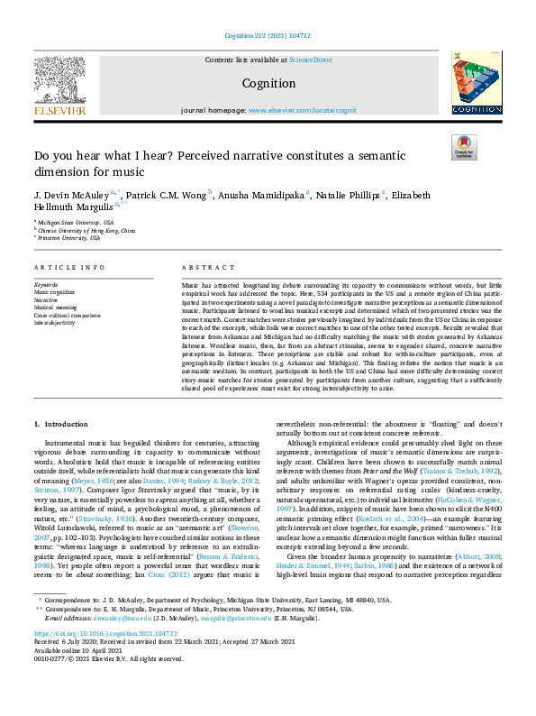 (PDF) Do you hear what I hear? Perceived narrative constitutes a ...