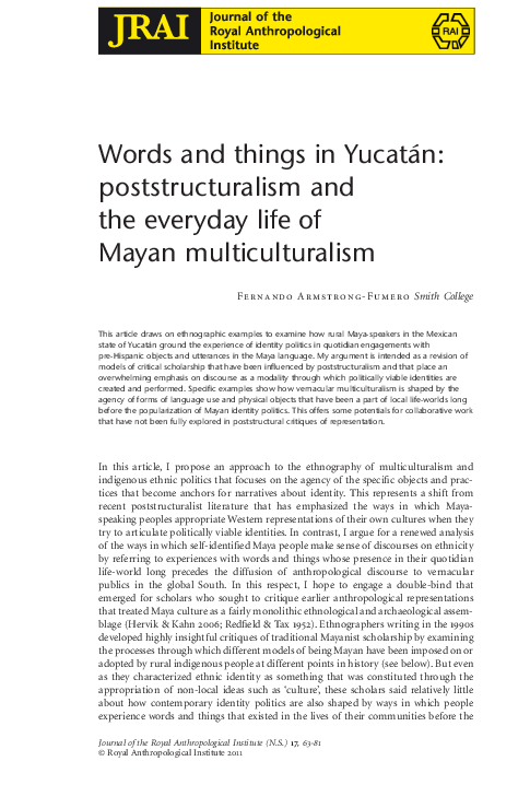 (PDF) Words and things in Yucatán: poststructuralism and the everyday ...