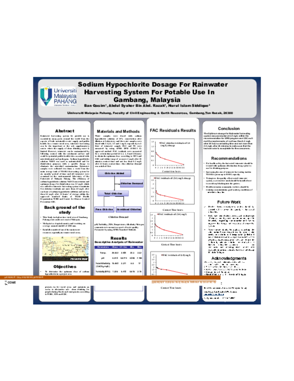 (PDF) Sodium Hypochlorite dosage for rainwater harvesting system for ...