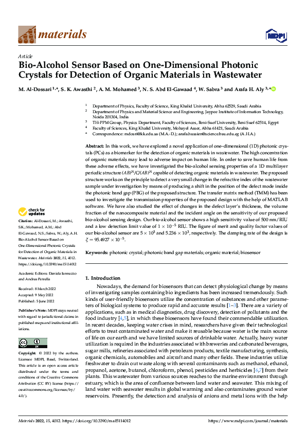 (PDF) One-Dimensional Photonic Crystals for Detecting Organic Waste