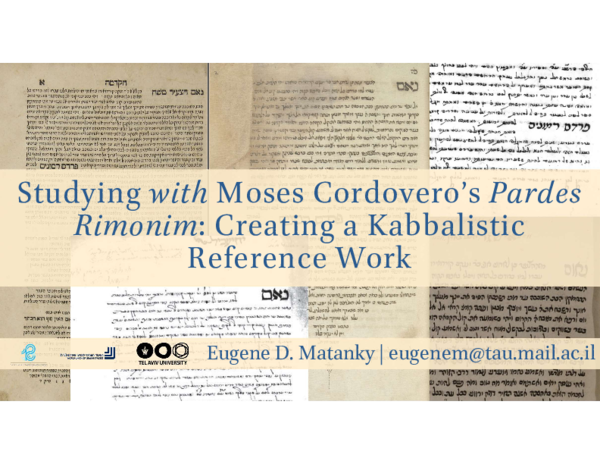 (PDF) Eugene D. Matanky, "Studying with Moses Cordovero's Pardes ...