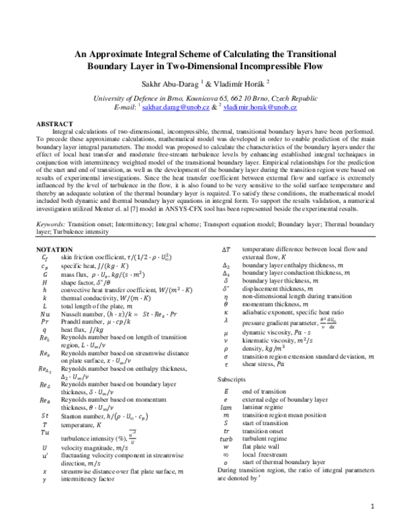 (PDF) An Approximate Integral Scheme of Calculating the Transitional ...