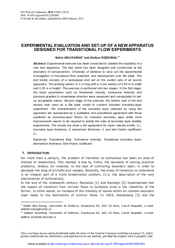 (PDF) Experimental evaluation and set-up of a new apparatus designed ...