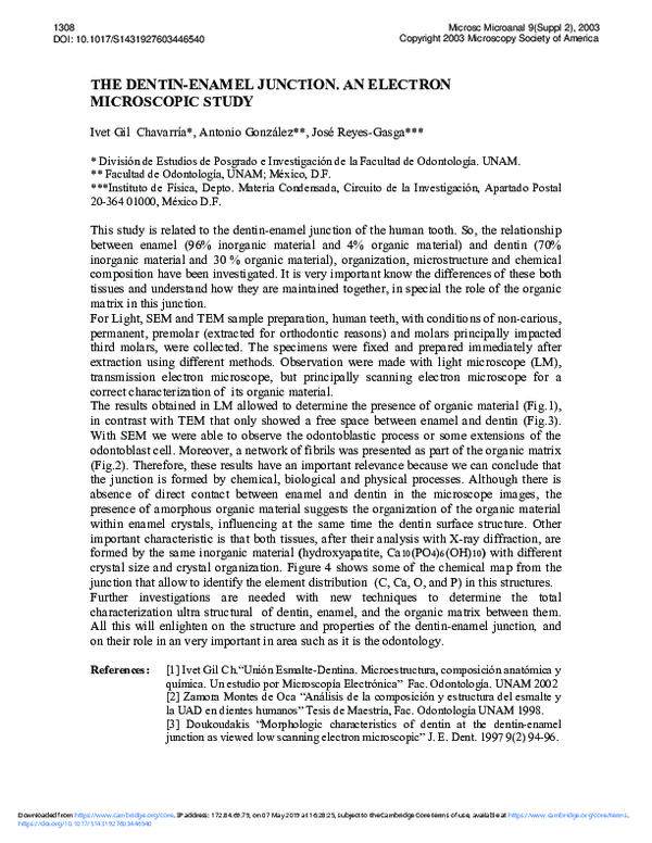 (PDF) The Dentin-Enamel Junction. An Electron Microscopic Study