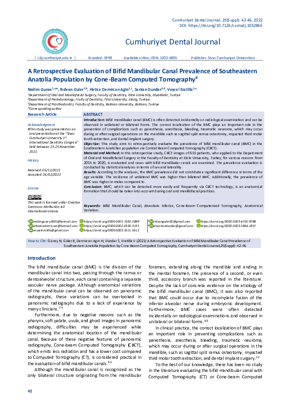 Pdf A Retrospective Evaluation Of Bifid Mandibular Canal Prevalence