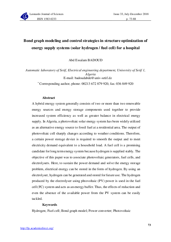 (PDF) Bond graph modeling and control strategies in structure optimization of energy supply ...