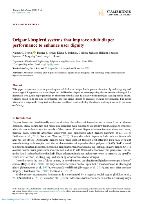 (PDF) Origami-inspired systems that improve adult diaper performance to ...