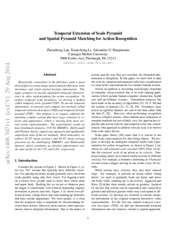 (PDF) Temporal Extension of Scale Pyramid and Spatial Pyramid Matching for Action Recognition